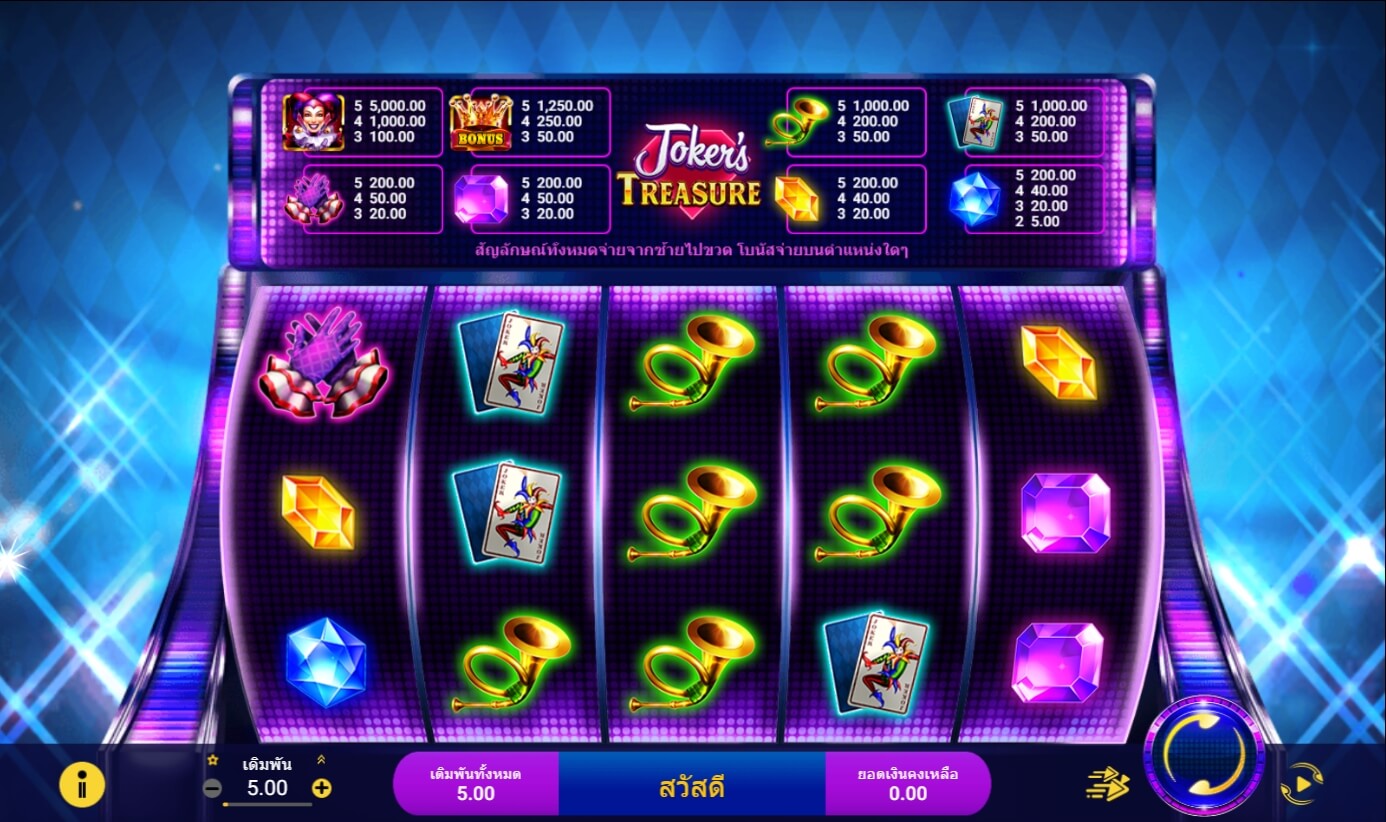 Joker Treasure เล่นเกมรางวัลโจ๊กเกอร์ สัญลักษณ์เกมอัญมณีโจ๊กเกอร์
