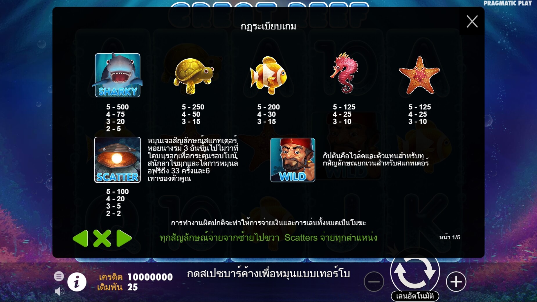 Great Reef ทดลองเล่นเกมสล็อต Slotเกรทรีฟ ฟรีโบนัส 300 บาท