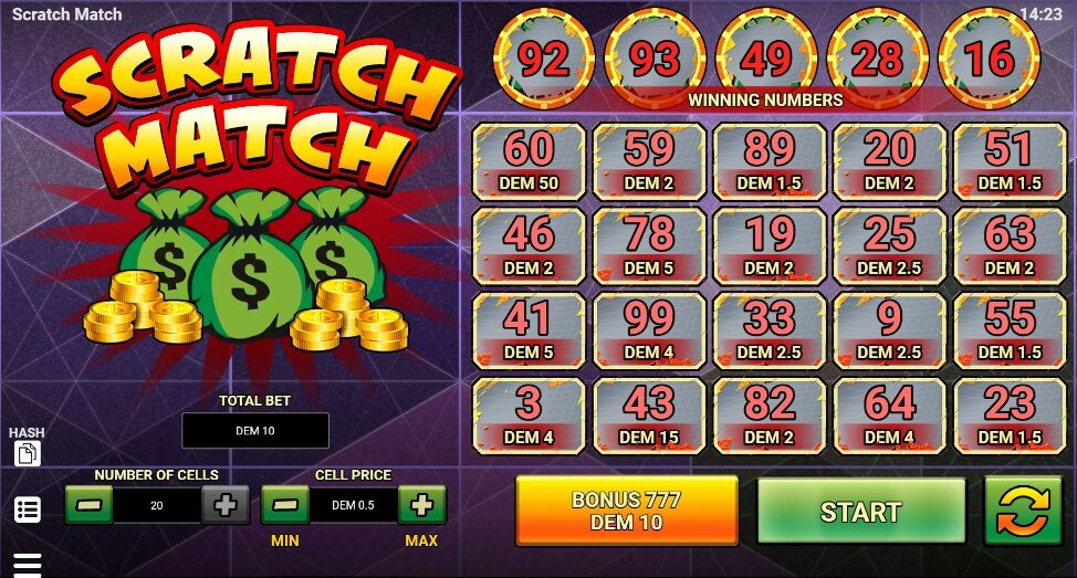 Scratch Match การแข่งขันขูด superslot ไม่มีขั้นต่ำ Evo