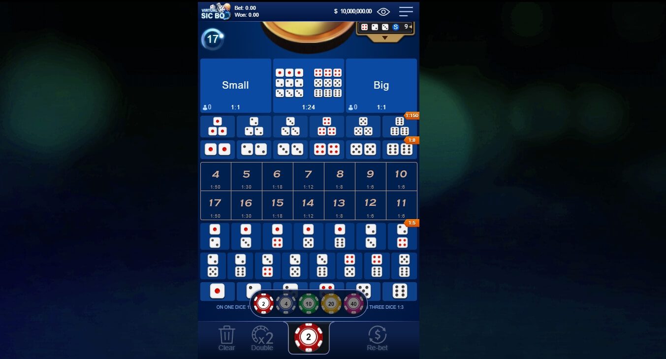 Virtual Sic Bo เดิมพันเกมสล็อต เล่นเกม ไฮโล เครดิตฟรี โปร 100%